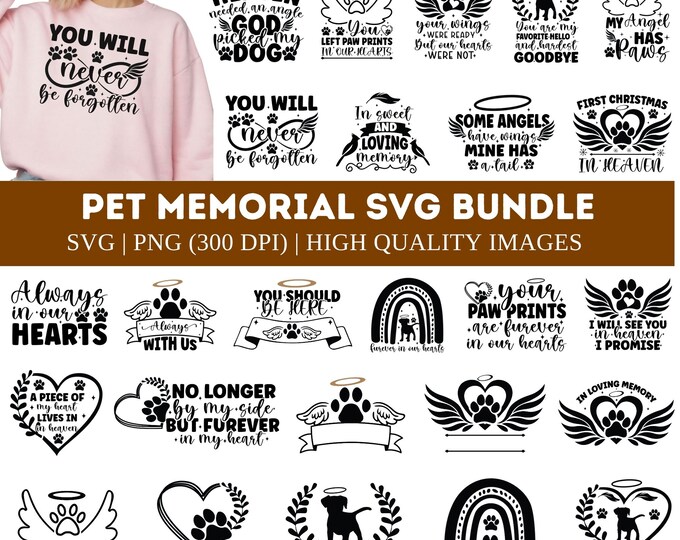Pet Memorial SVG Bundle, Dog Memorial SVG, Pet Loss SVG, Cat Memorial ...