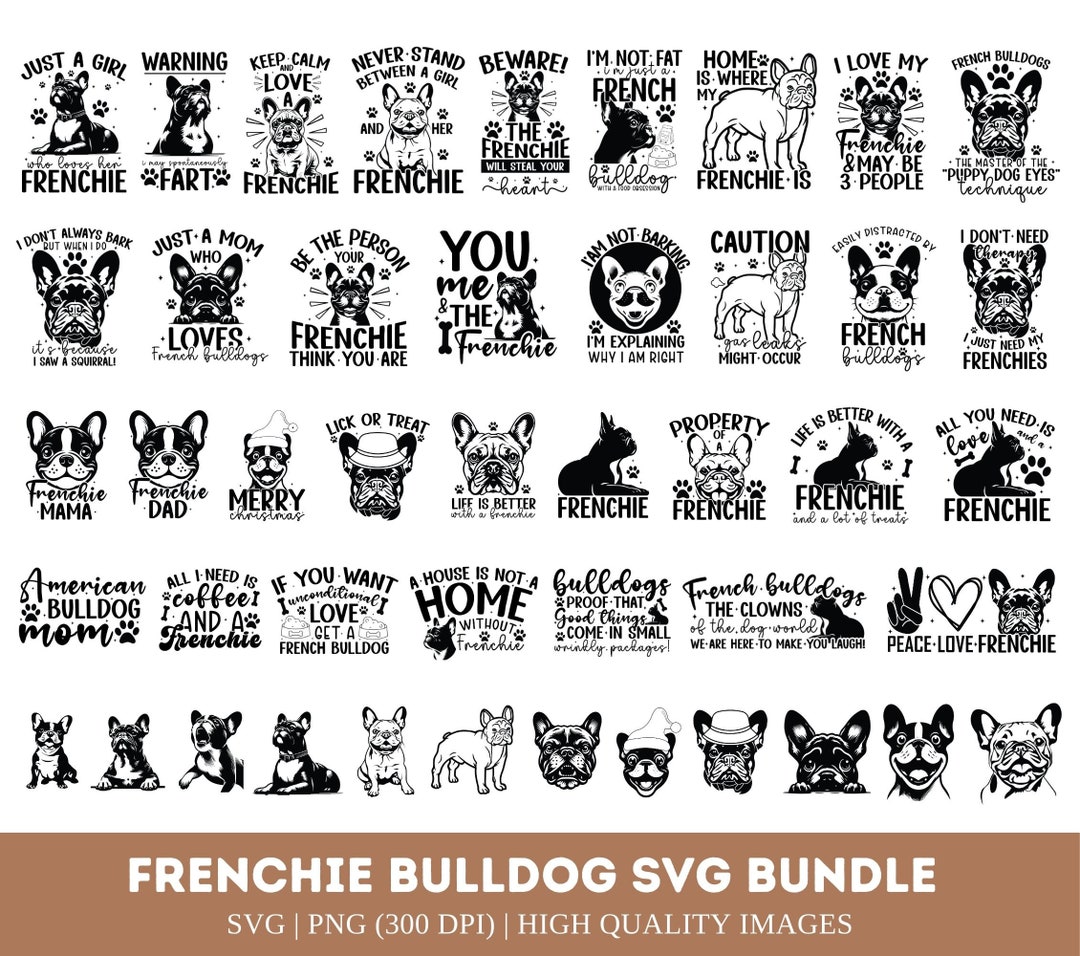 French Bulldog SVG Bundle| Frenchie Dog SVG Bundle| Frenchie Lover SVG ...