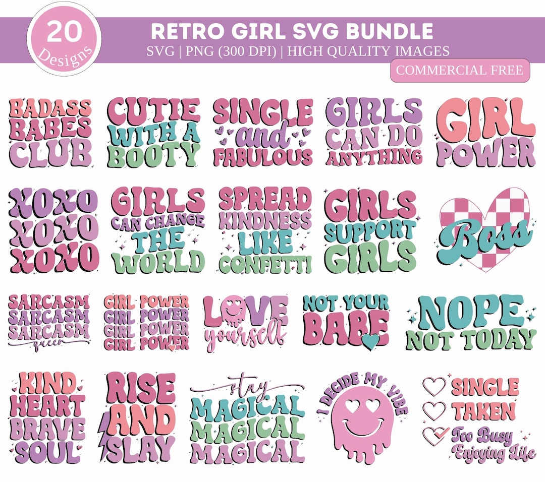 Retro Girl SVG Bundle, Sassy SVG, Girl Boss Svg, Cute Svg, Motivational ...