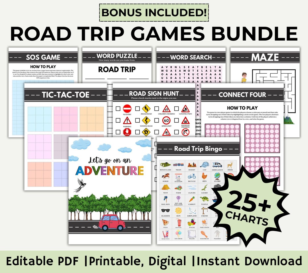 Mega Kids Road Trip Games, Travel Activities, Road Trip Games Bundle ...