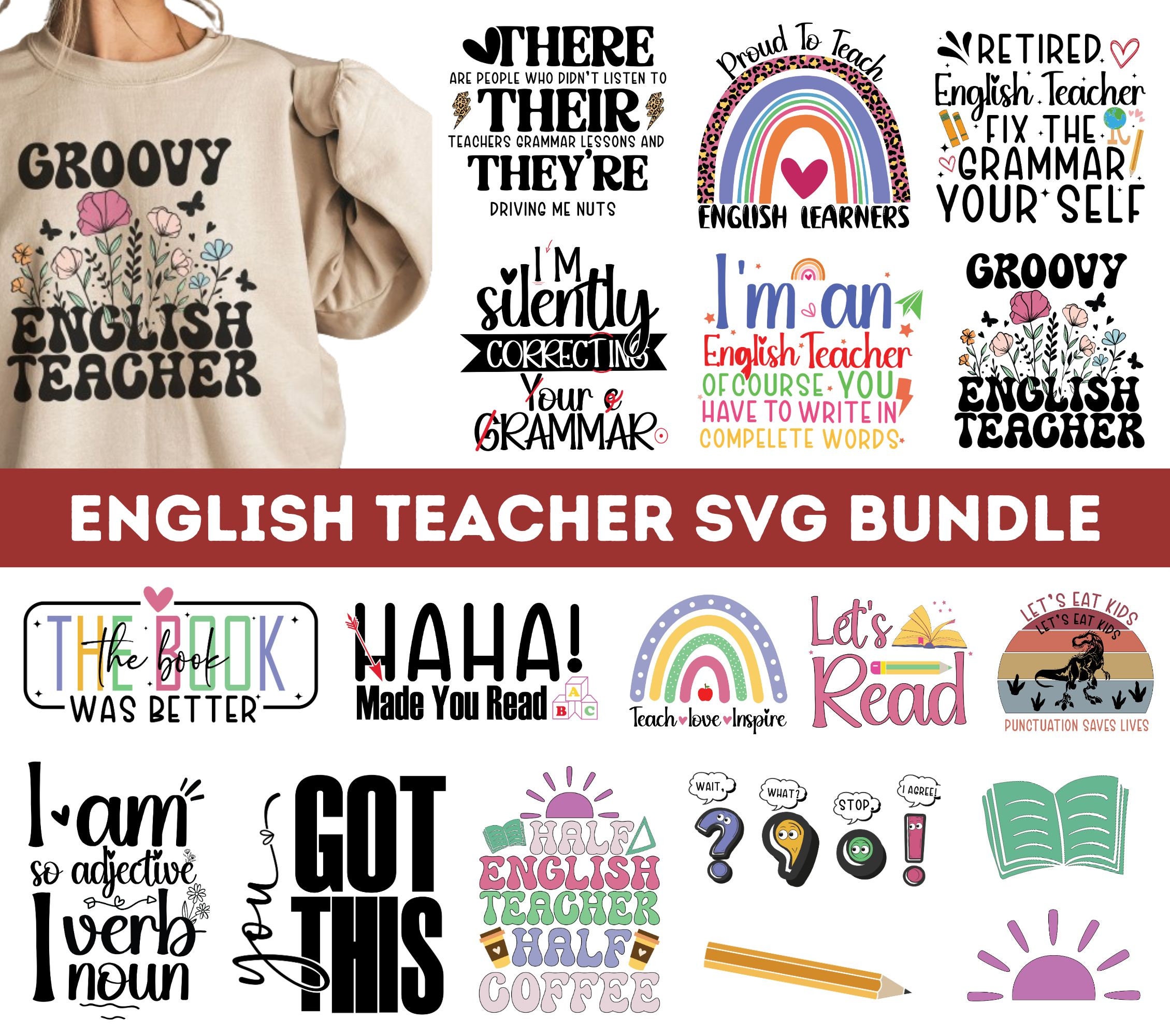 English Teacher SVG PNG Bundle| English Teacher Png| Teacher Svg| Funny ...