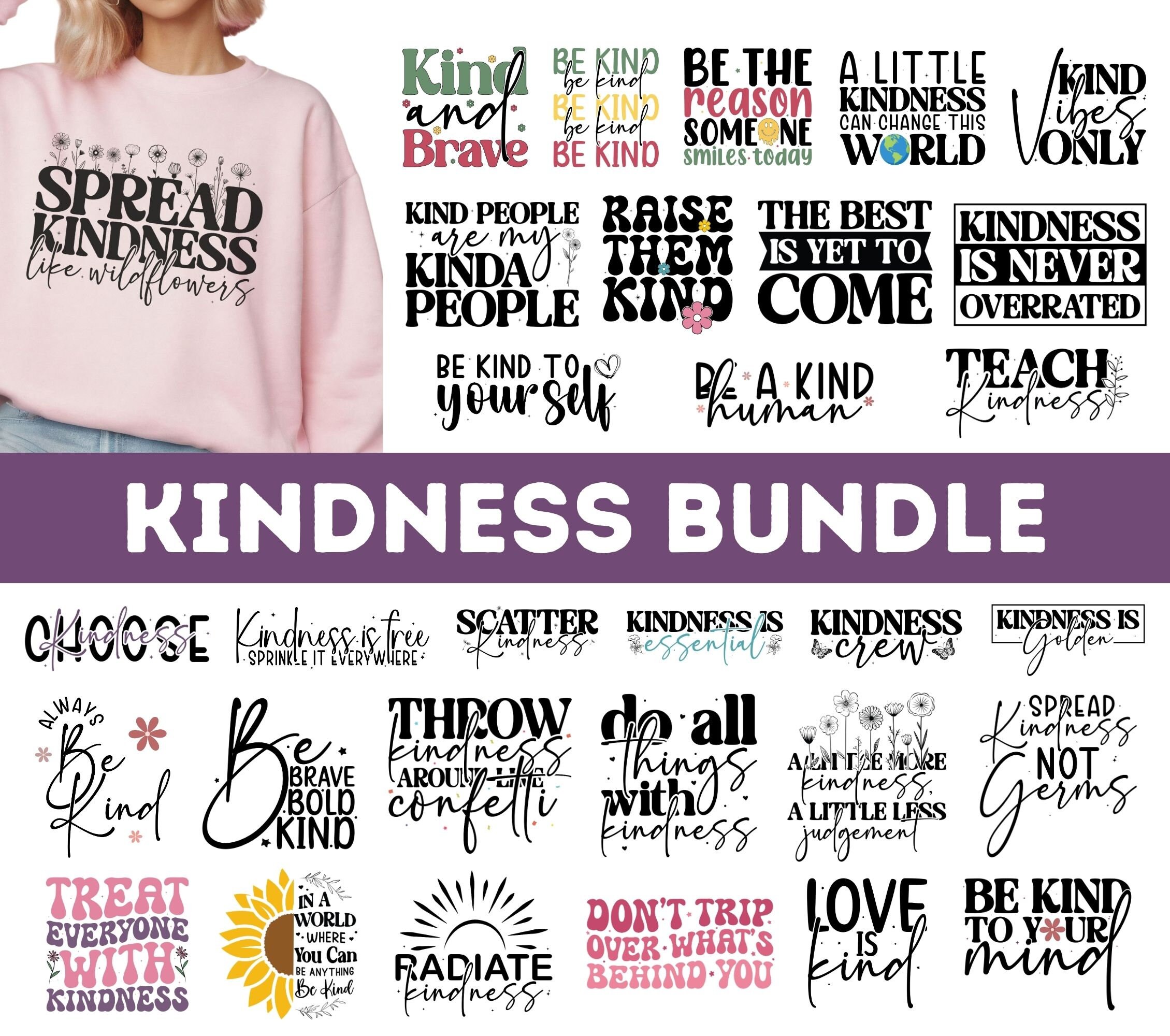 Kindness SVG Bundle Kindness PNG Bundle Be Kind Svg Inspirational Svg ...