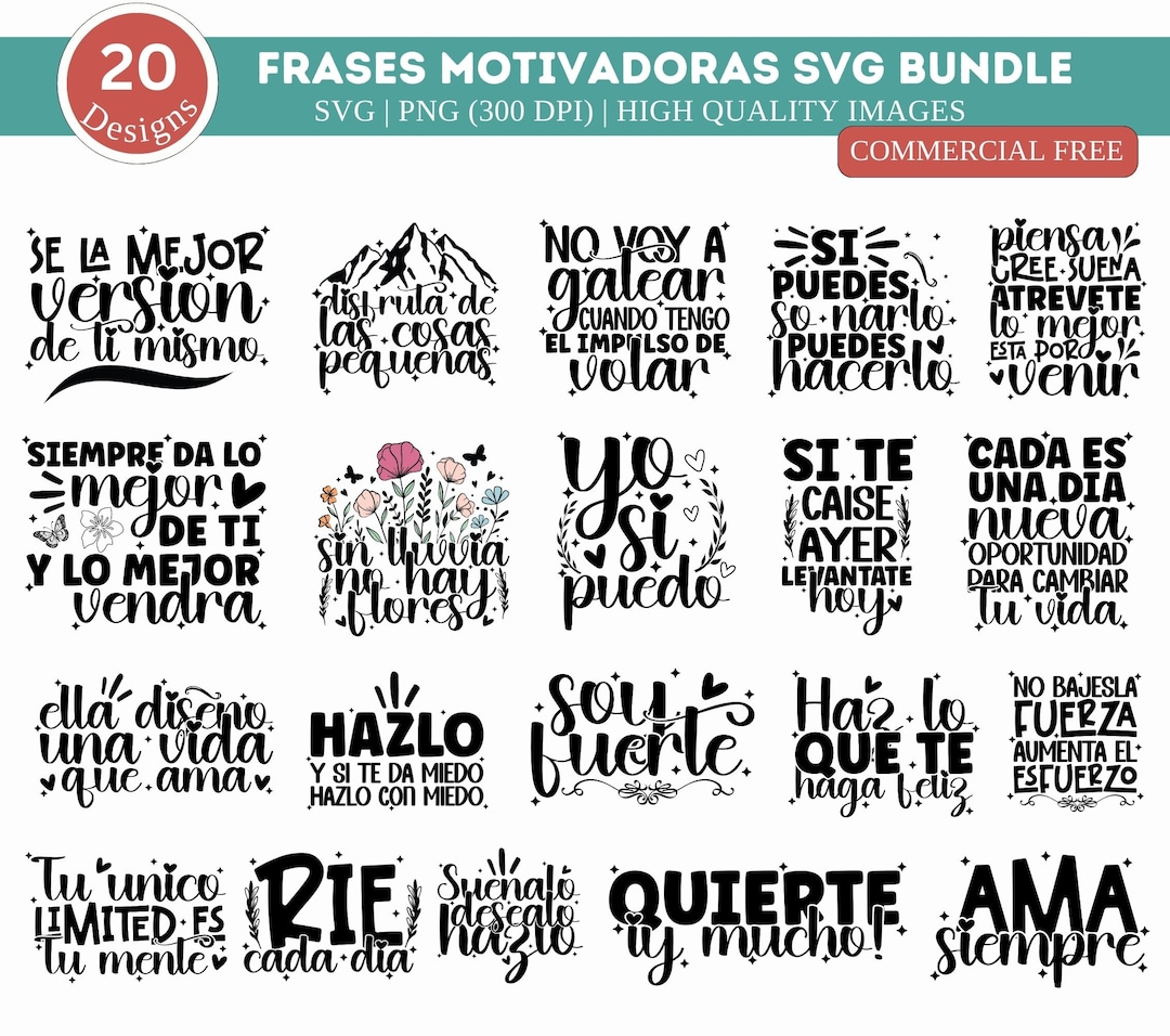 Spanish Sayings SVG Bundle, Frases Motivadoras Svg, Frases Religiosas ...