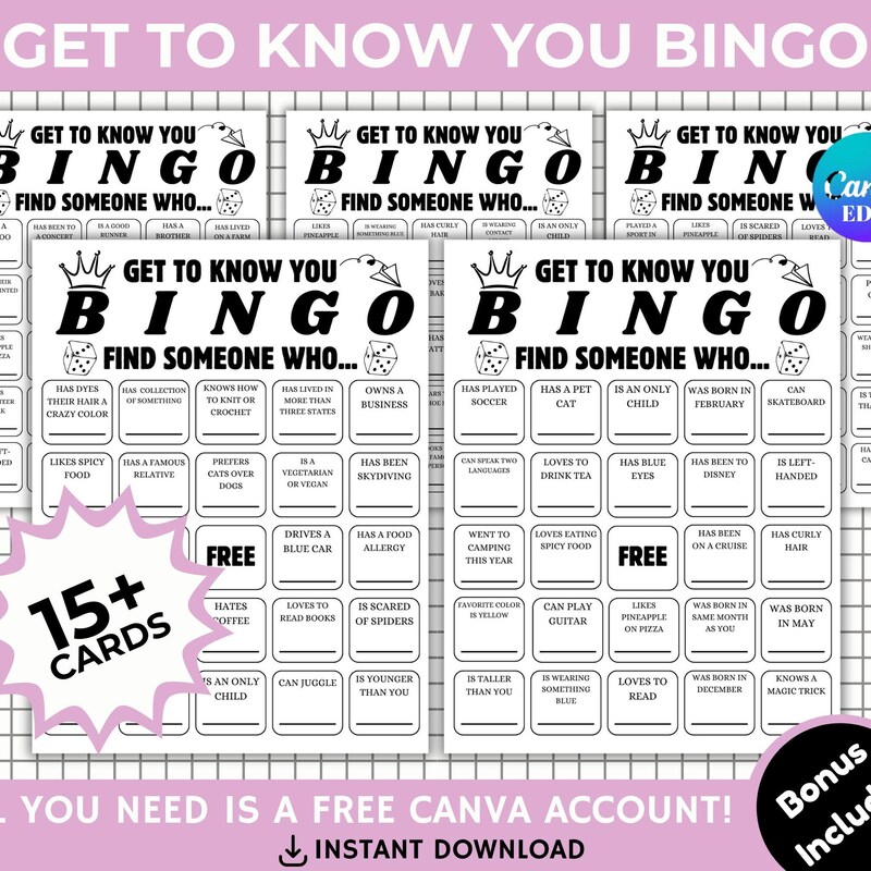 Get to Know You Bingo - Etsy