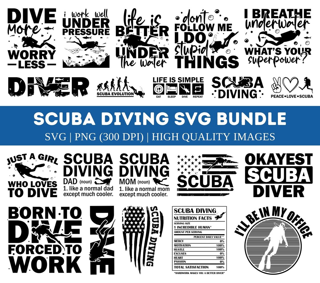 Scuba Dive SVG Bundle, Scuba Dive Silhouette, Scuba Diver Svg, Under ...