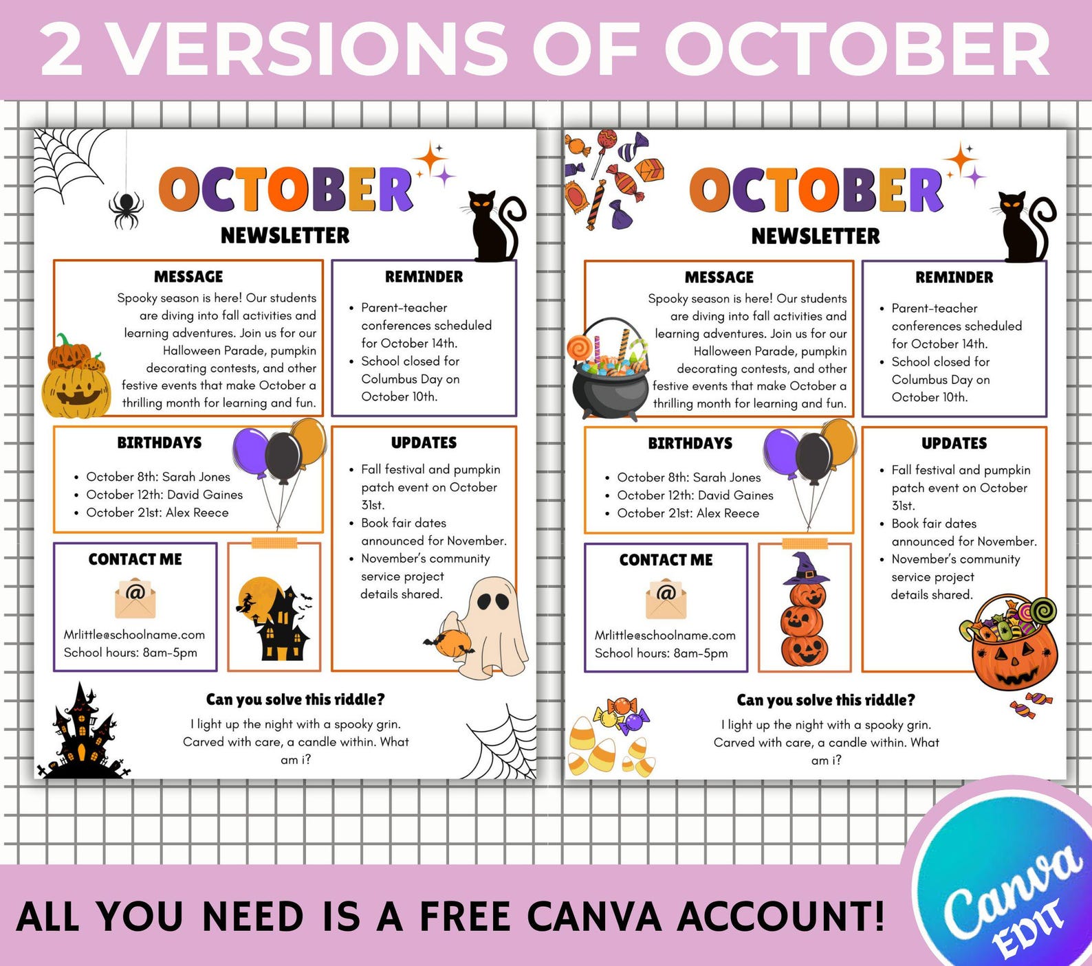 12 Months Bundle Fully Editable Newsletter Template, Yearly News, Back ...
