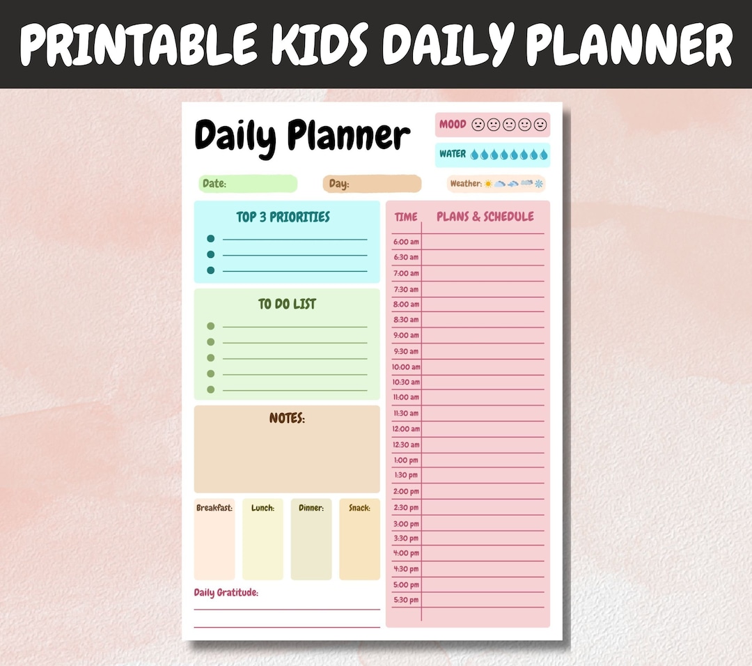 Printable Kids Planner Daily Routines Schedule, Daily to Do Checklist ...