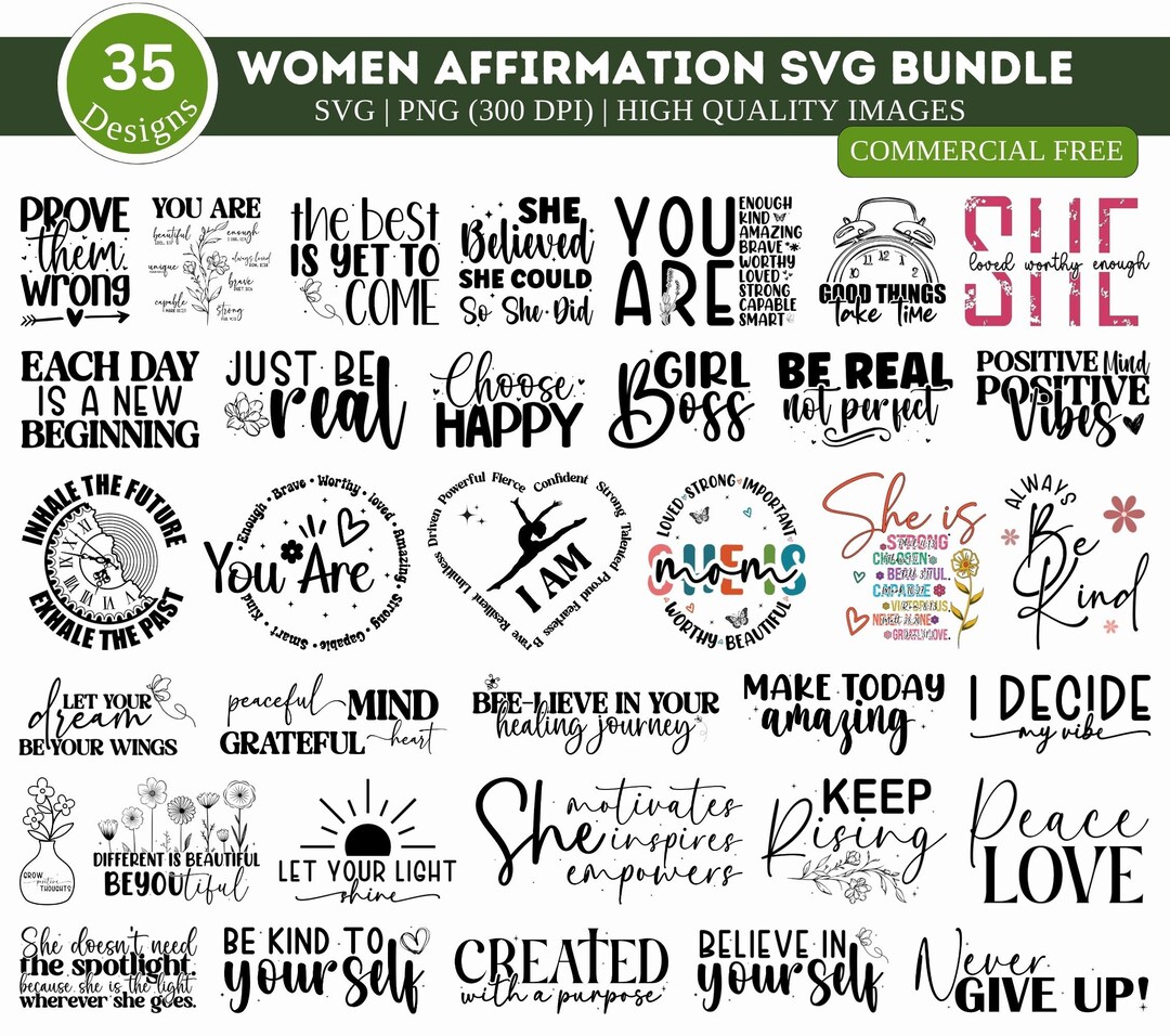 Woman Affirmation SVG Bundle, She is Me SVG, Women Empowerment Bundle ...