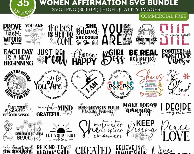 40 Woman Affirmation SVG Bundle, She is Me SVG, Women Empowerment ...