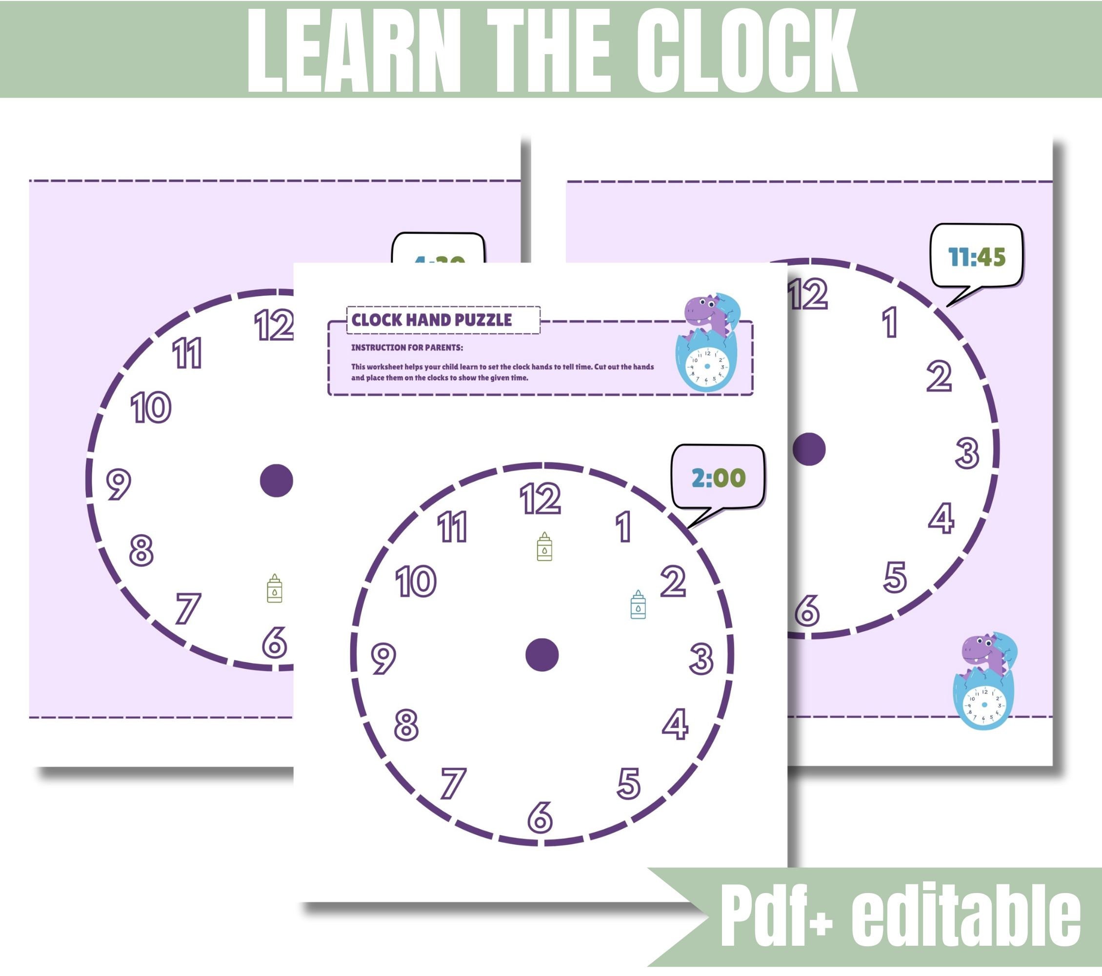 19 Telling Time Printable, Teaching Time Activity, Teach Kids to Tell ...