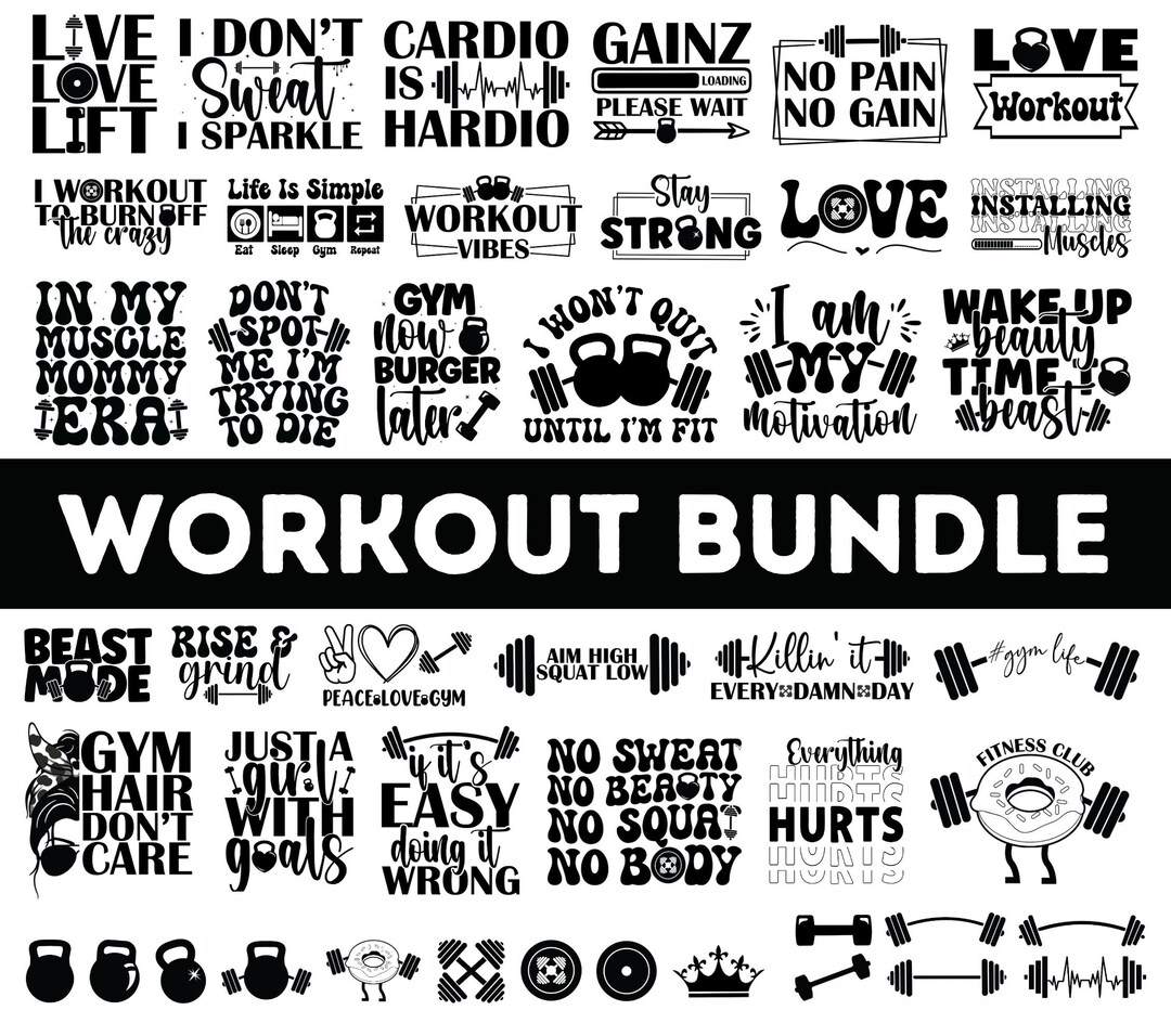 Workout SVG PNG Bundle| Gym Svg Bundle| Fitness Svg| Exercise Svg ...