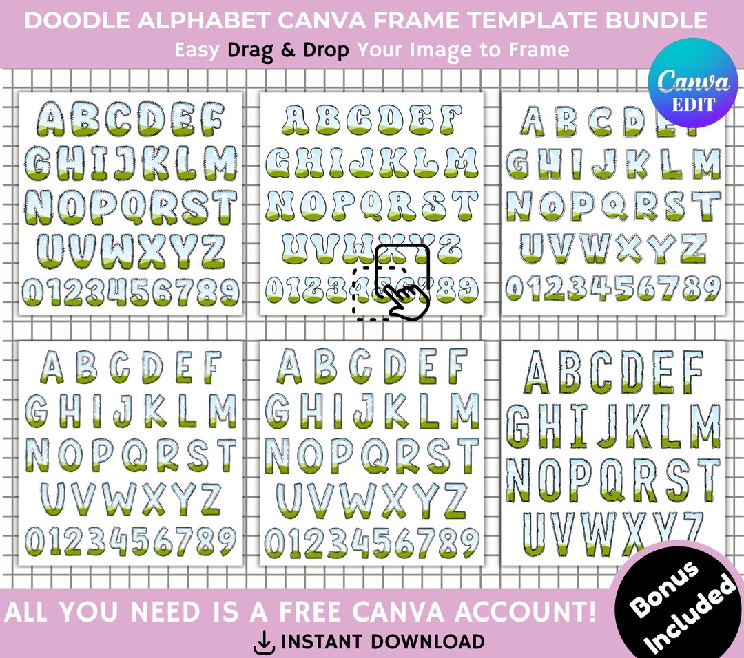Canva Editable Alphabets Bundle| Letters Canva Template| Canva Frames ...