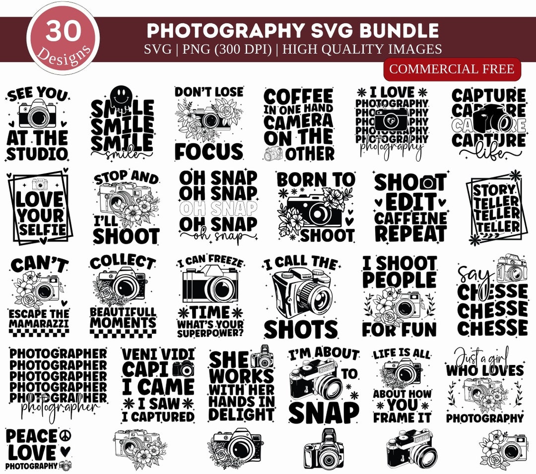 Photography SVG Bundle, Photographer Svg, Camera Svg, Photoshoot Svg ...
