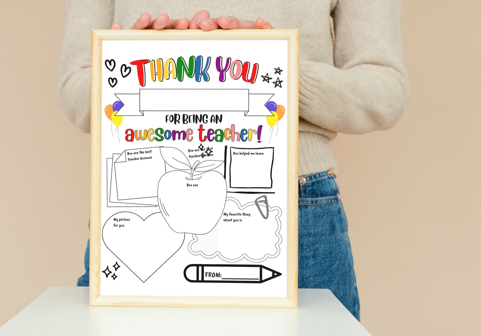 Editable Teacher Appreciation Coloring Page, Teacher Gift Idea, Teacher ...