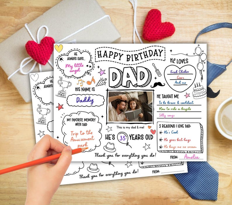 Happy Birthday Dad Coloring Page, Birthday Dad Placemat Activity Sheet ...