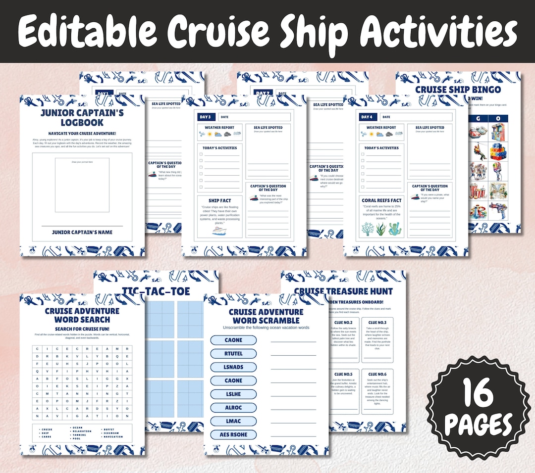 Editable Kids Cruise Activities, Kids Travel Activity, Cruise Game ...