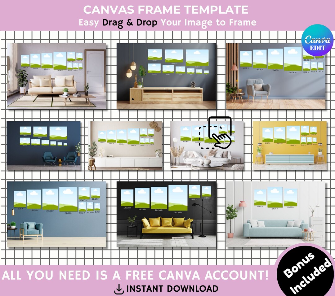Editable Canva Wall Art Mockup Bundle Canva Frame Mockup Canva Frame ...