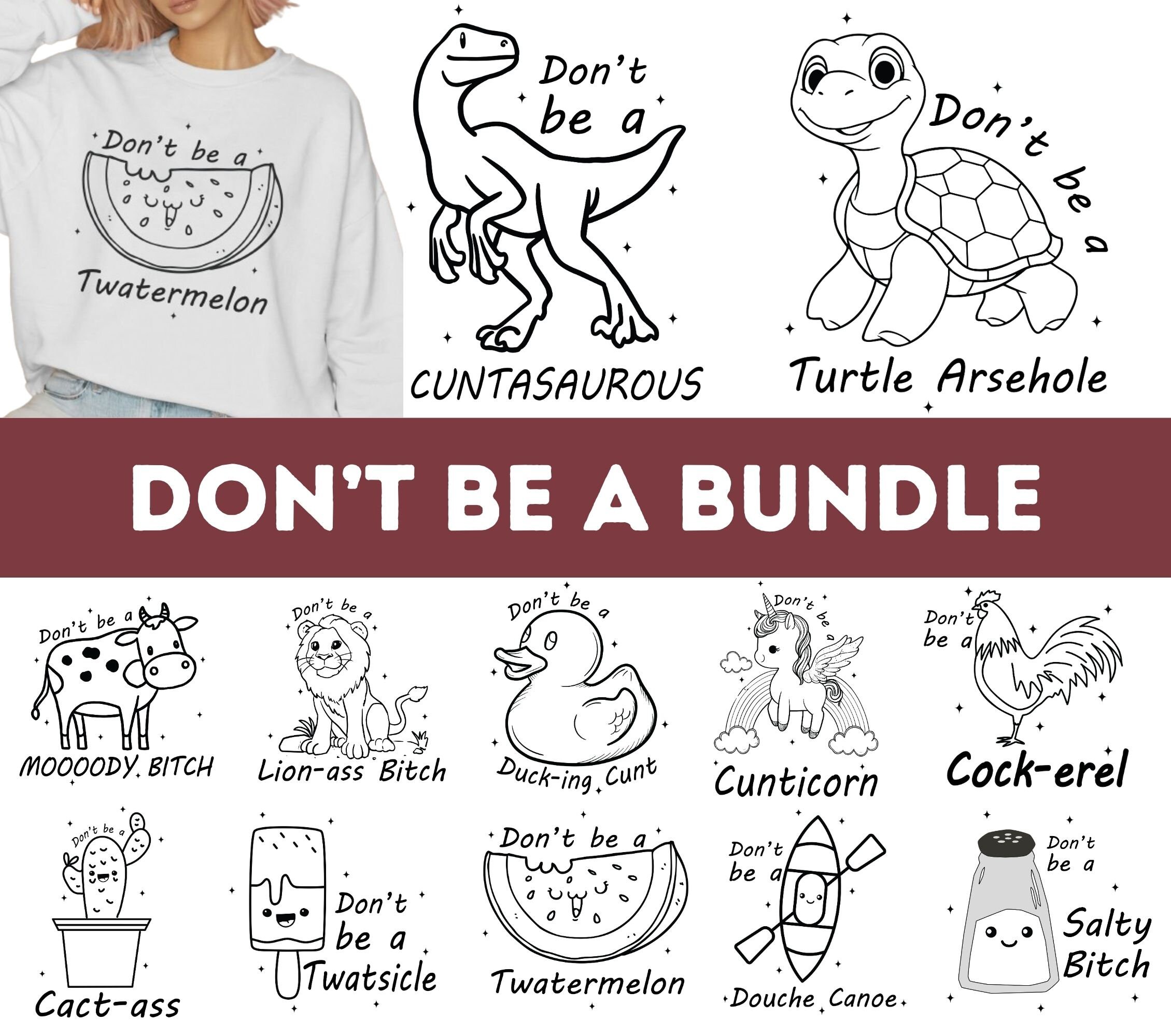 Adult Quotes| Adult ‘don’t Be A’ Cute Funny SVG PNG Bundle| Adult Svg ...