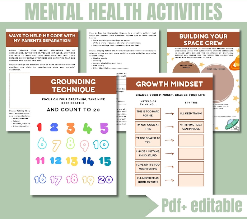Mental Health Printable Therapy Handouts Kids & Teens, Counseling ...