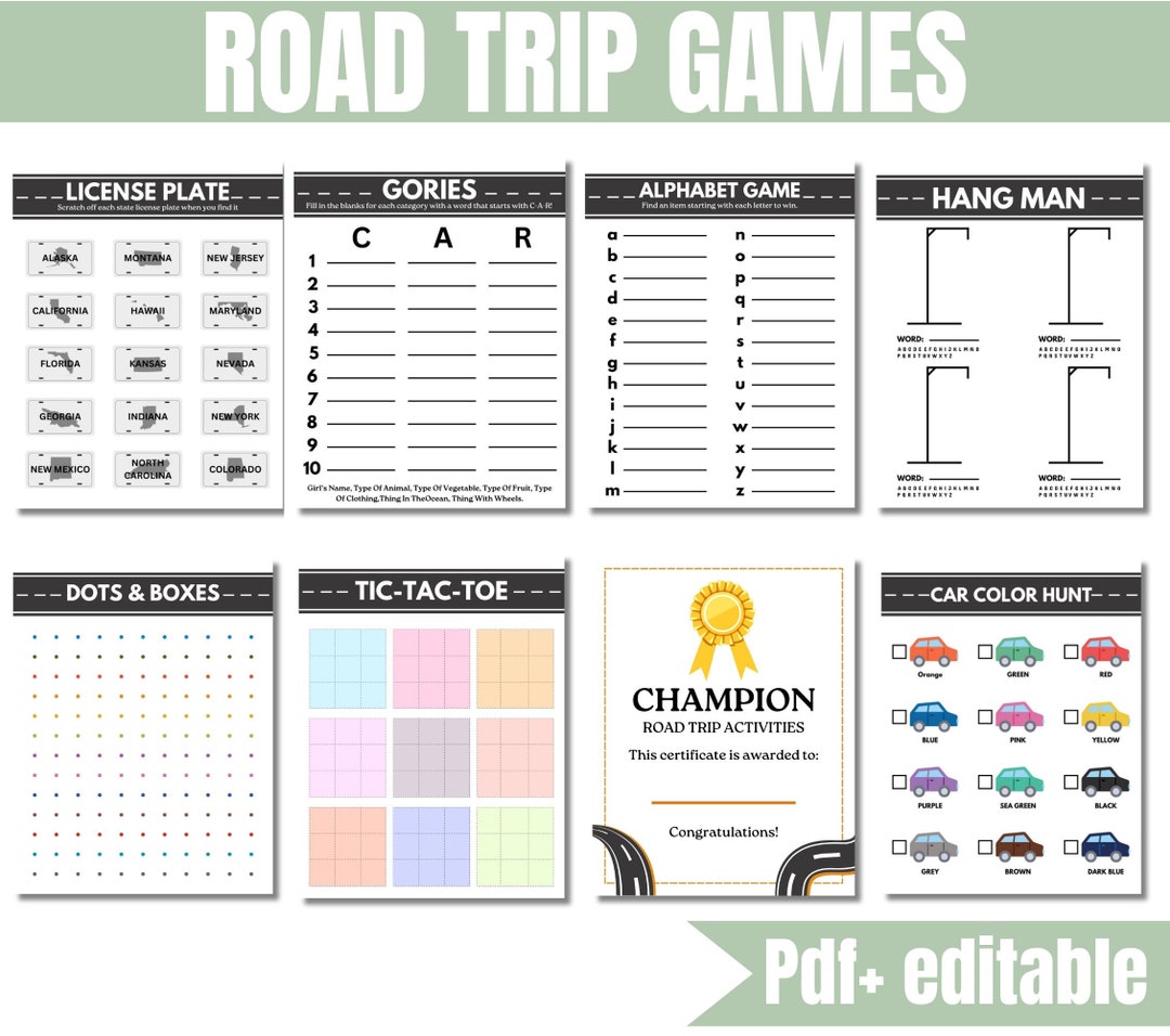 Mega Kids Road Trip Games, Travel Activities, Road Trip Games Bundle ...