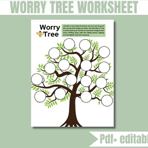 Editable the Worry Tree Worksheets, Anxiety Relief, Cognitive ...