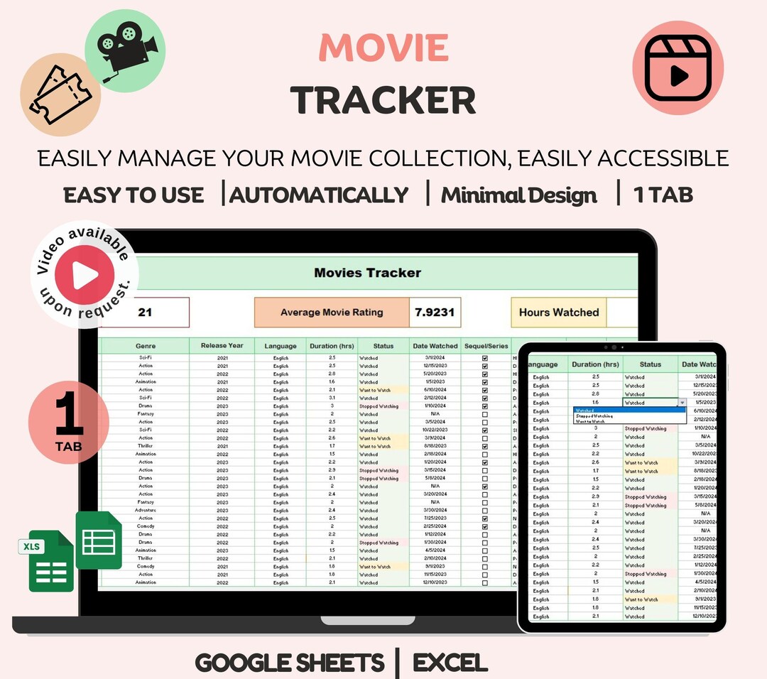 Shows Movies & Videos Tracker Spreadsheet Google Sheets, Television ...