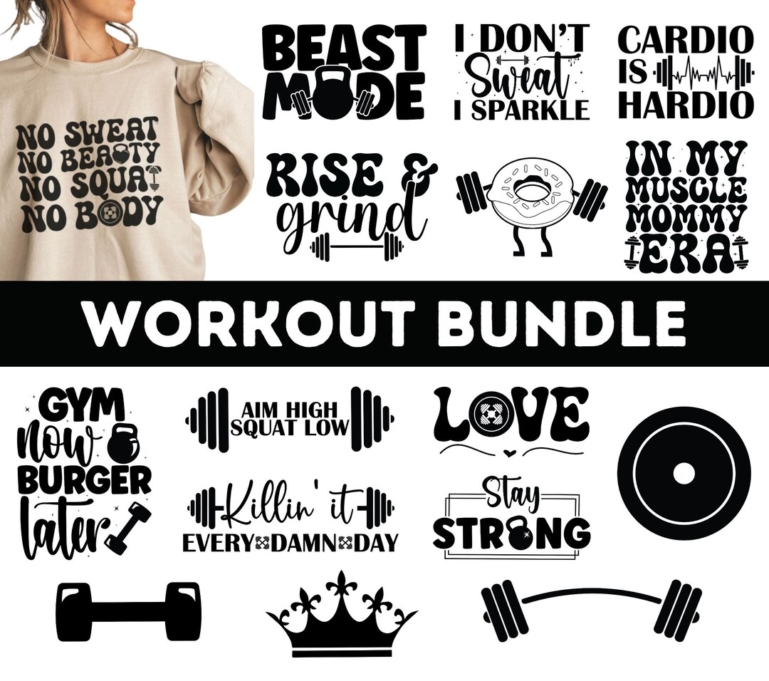 Workout SVG Bundle| Gym Motivation SVG Bundle| Workuot Clip Art ...