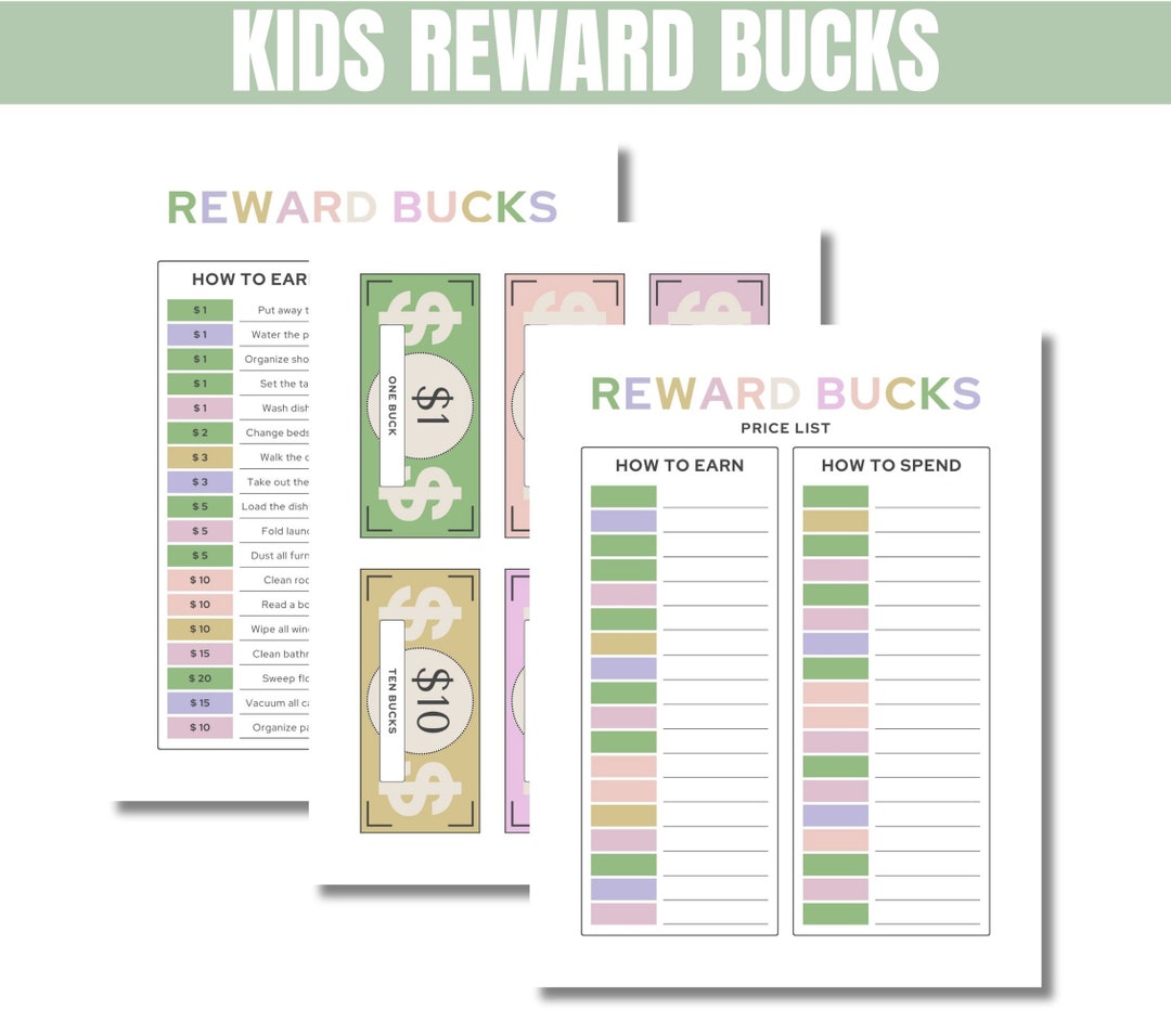 Editable Mom Bucks, Kids Reward Bucks, Allowance Play Money, Canva ...