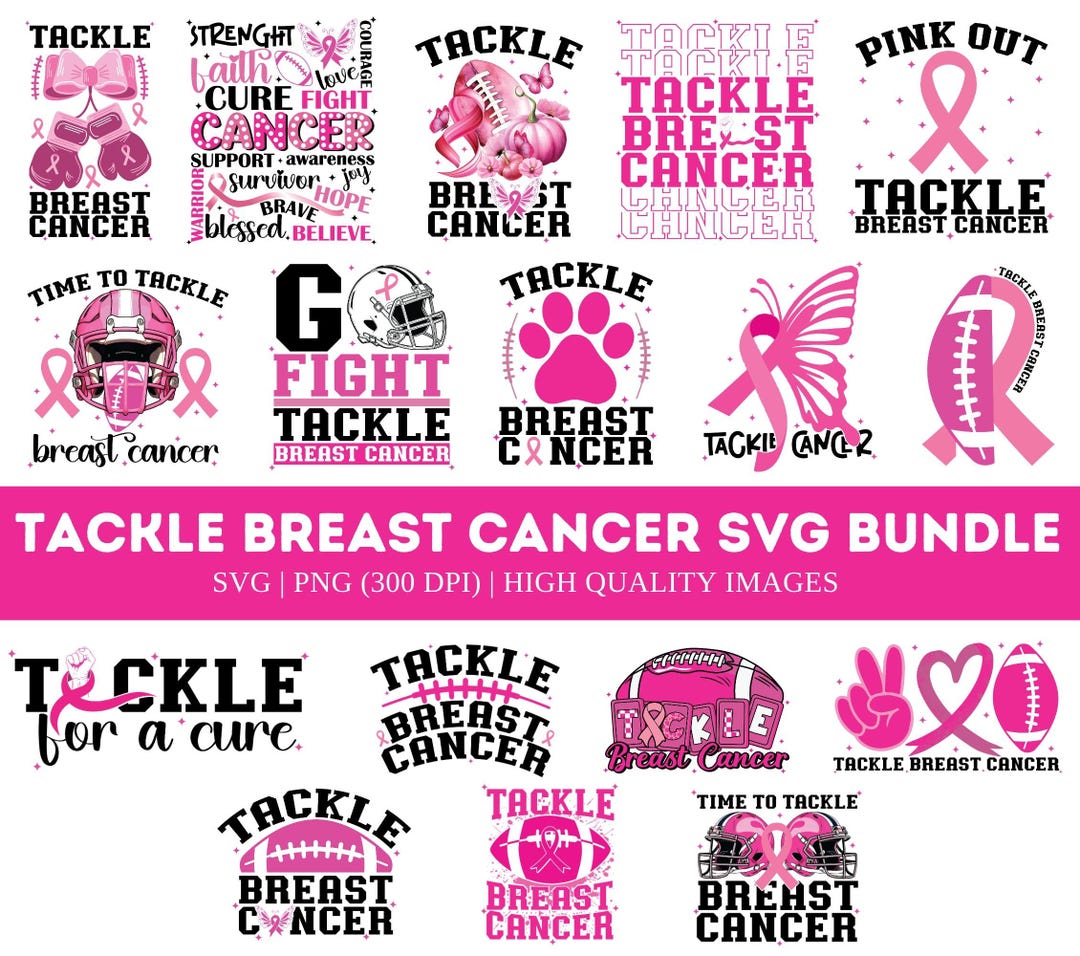 Breast Cancer SVG Bundle, Pink Awareness Ribbon Svg, Cancer Awareness ...