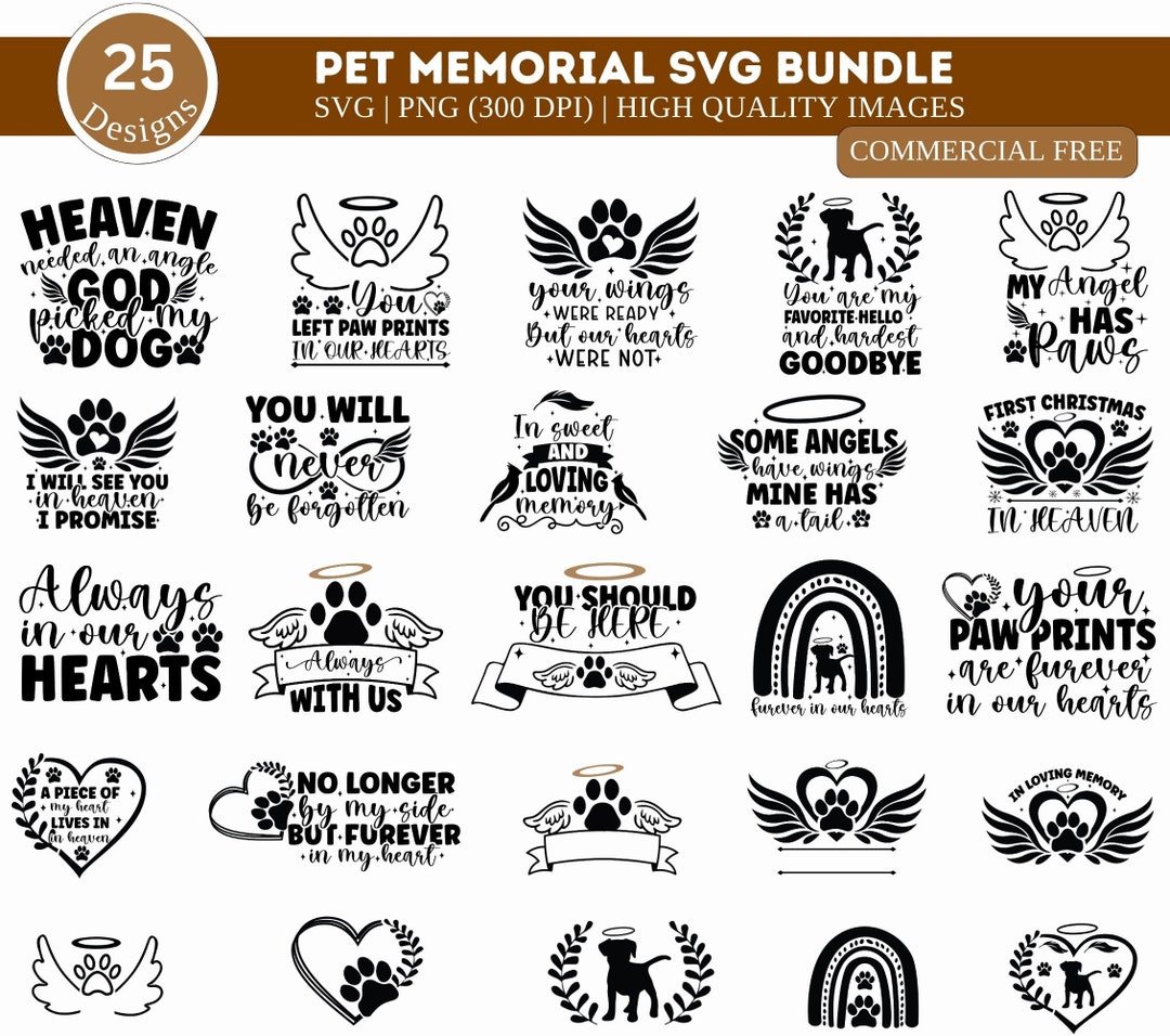 Pet Memorial SVG Bundle, Dog Memorial SVG, Pet Memorial Ornament SVG ...