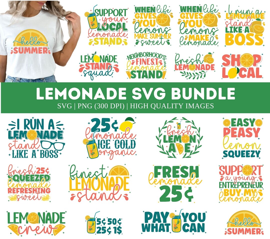 Lemonade SVG PNG Bundle, Lemonade Stand Svg, Sign Svg, Freshly Squeezed ...