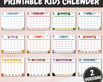 Calendar 2024 Printable, Kids Monthly Planner, Kids Calendar 2024 ...
