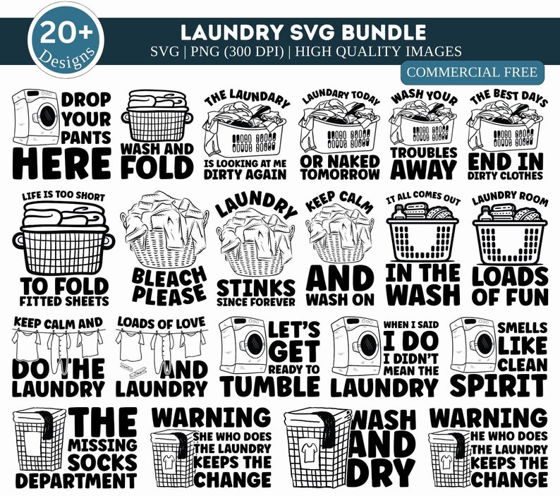 Laundry Room Signs SVG Bundle, Laundry Room SVG Bundle, Wash Day Svg ...
