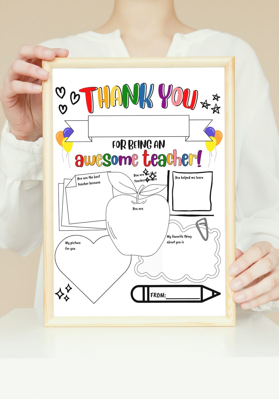 Editable Teacher Appreciation Coloring Page, Teacher Gift Idea, Teacher ...