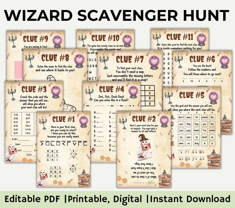 Wizard Scavenger Hunt, Magic Puzzle Clues, Teens Birthday (PDF File) - Etsy