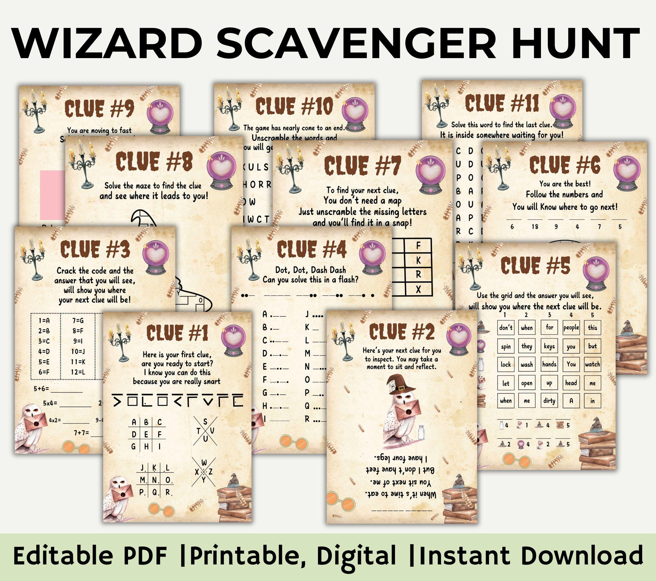 Wizard Scavenger Hunt, Magic Puzzle Clues, Teens Birthday (PDF File) - Etsy