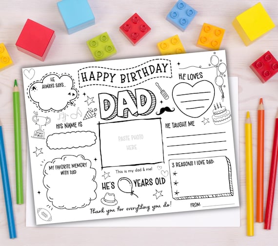 Happy Birthday Dad Coloring Page For Kids Holiday