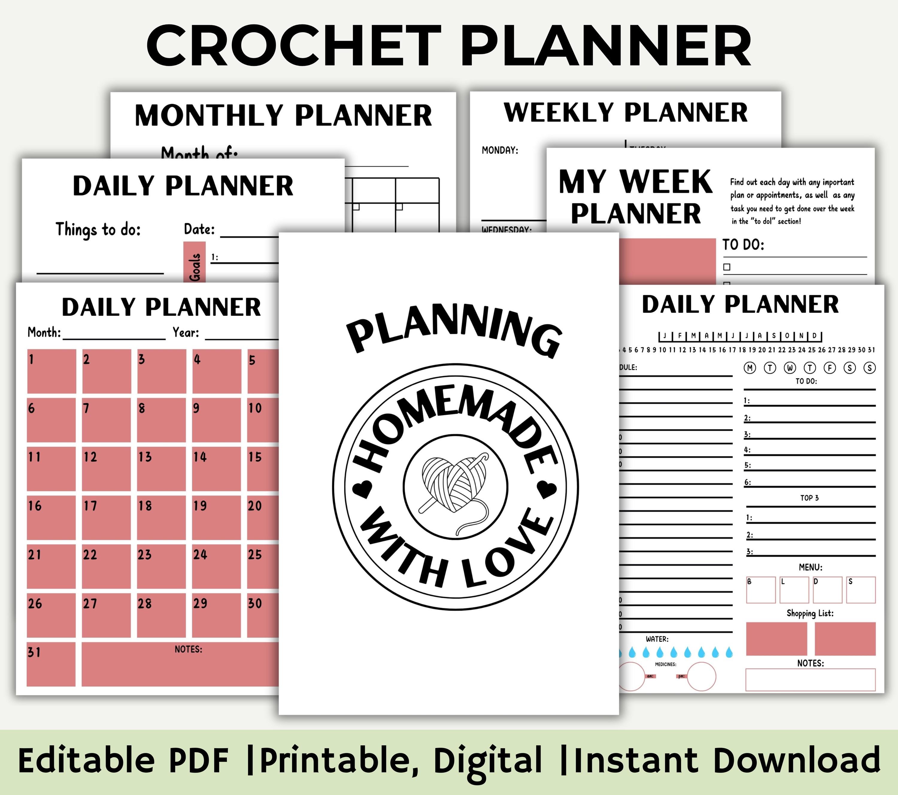 Printable Crochet Project Planner, Organize and Track Your Crochet ...