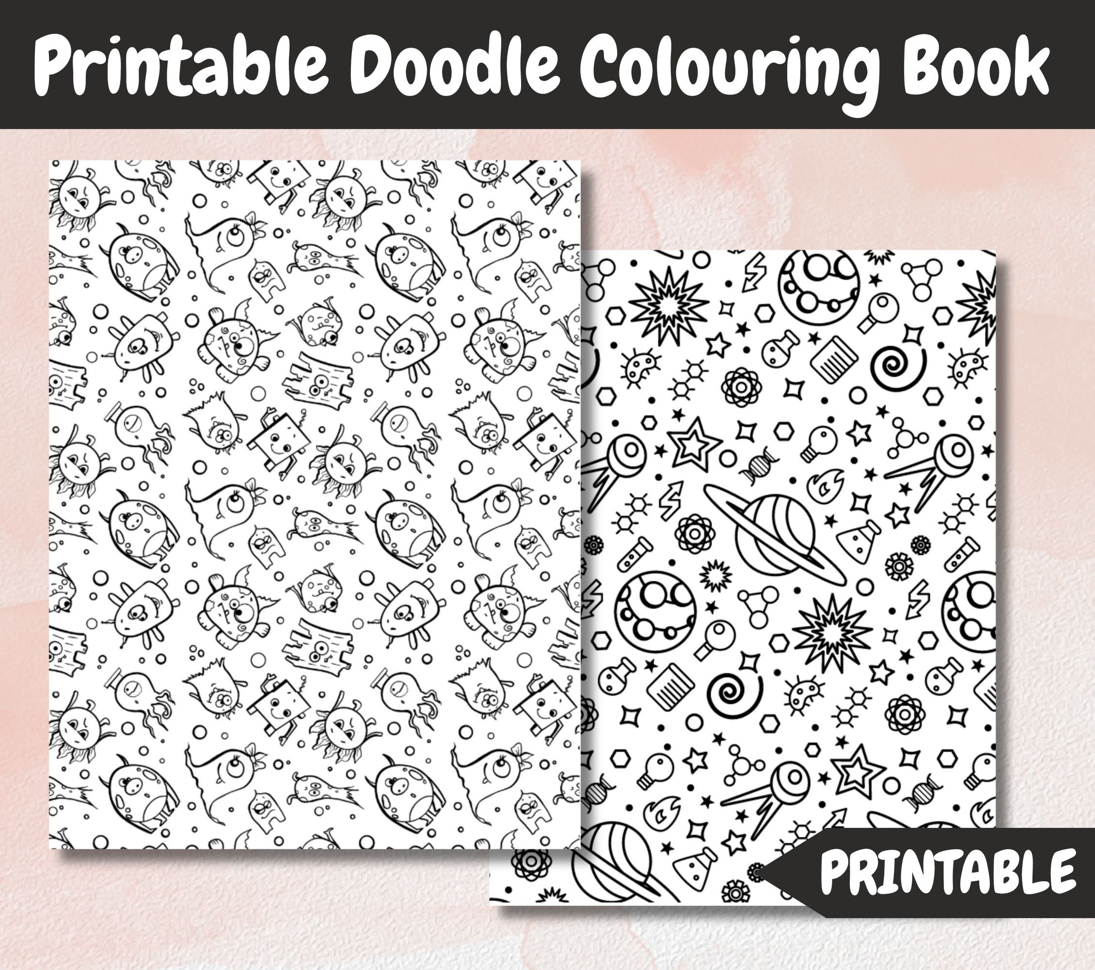 Kids Doodles Coloring Book, Doodles Printable Coloring Book, Print ...