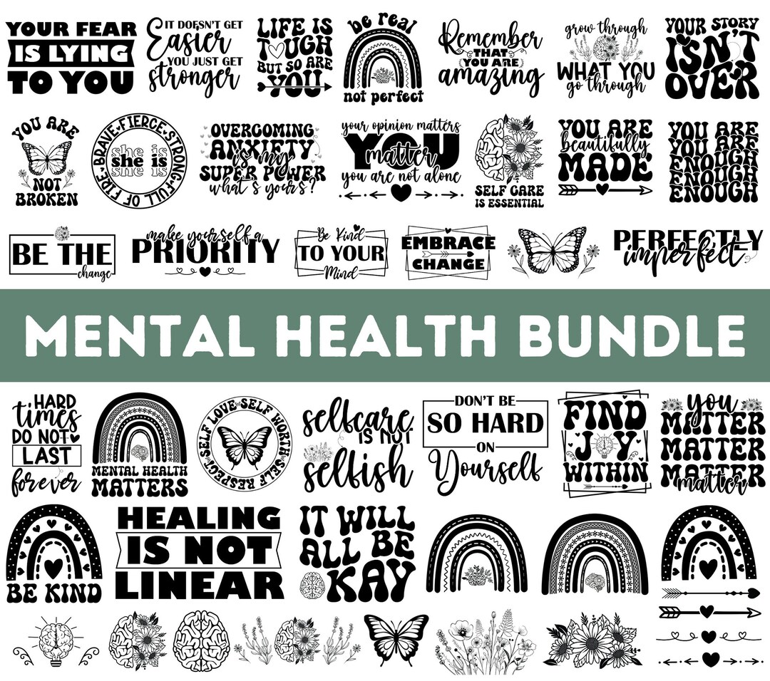 Mental Health SVG PNG Bundle| Inspirational Svg| Positive Svg ...