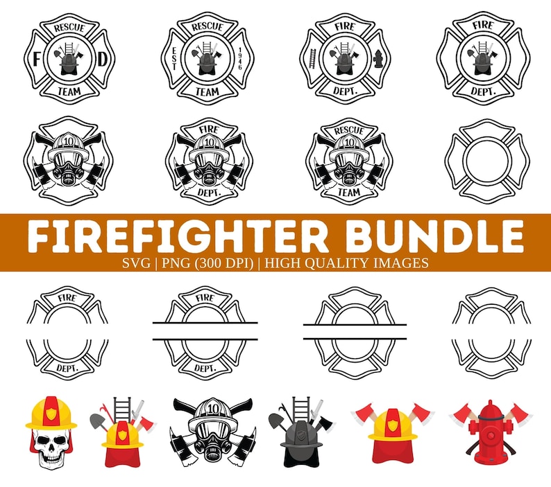 Fire Dept SVG PNG Bundle| Firefighter Svg| Maltese Cross Svg| Fireman ...