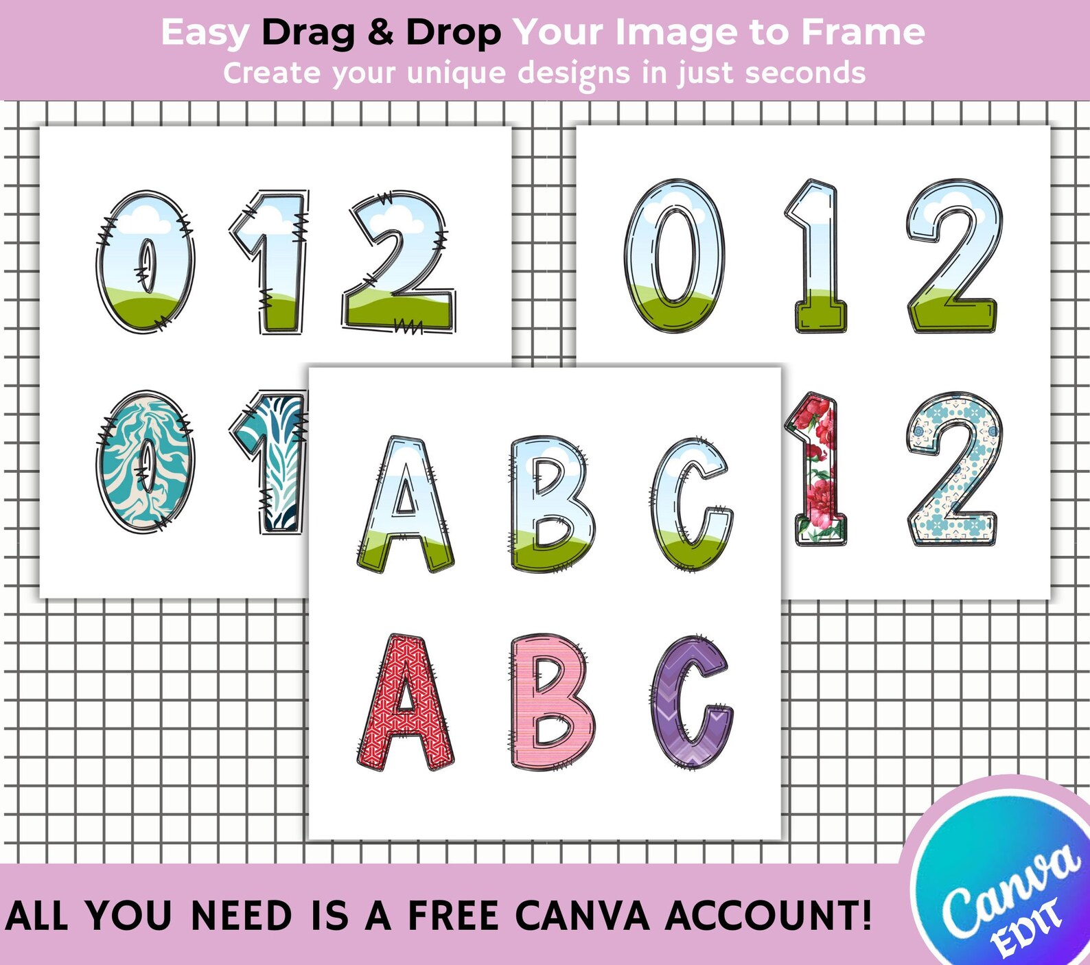 Canva Editable Alphabets Bundle| Letters Canva Template| Canva Frames ...