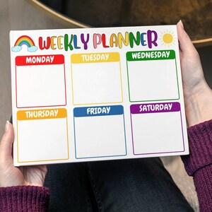 Kids Rainbow Weekly Planner Printable, Childrens Schedule Template ...