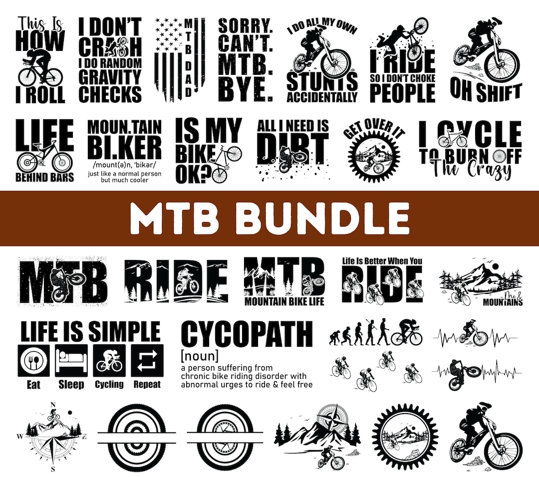 Mountain Bike SVG Bundle| Mountain Bike Svg| Bicycle Ornament| Bicycle ...