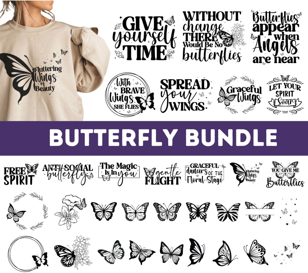 Butterfly Quotes SVG PNG Bundle| Butterflies Svg| Butterfly Swarm Svg ...