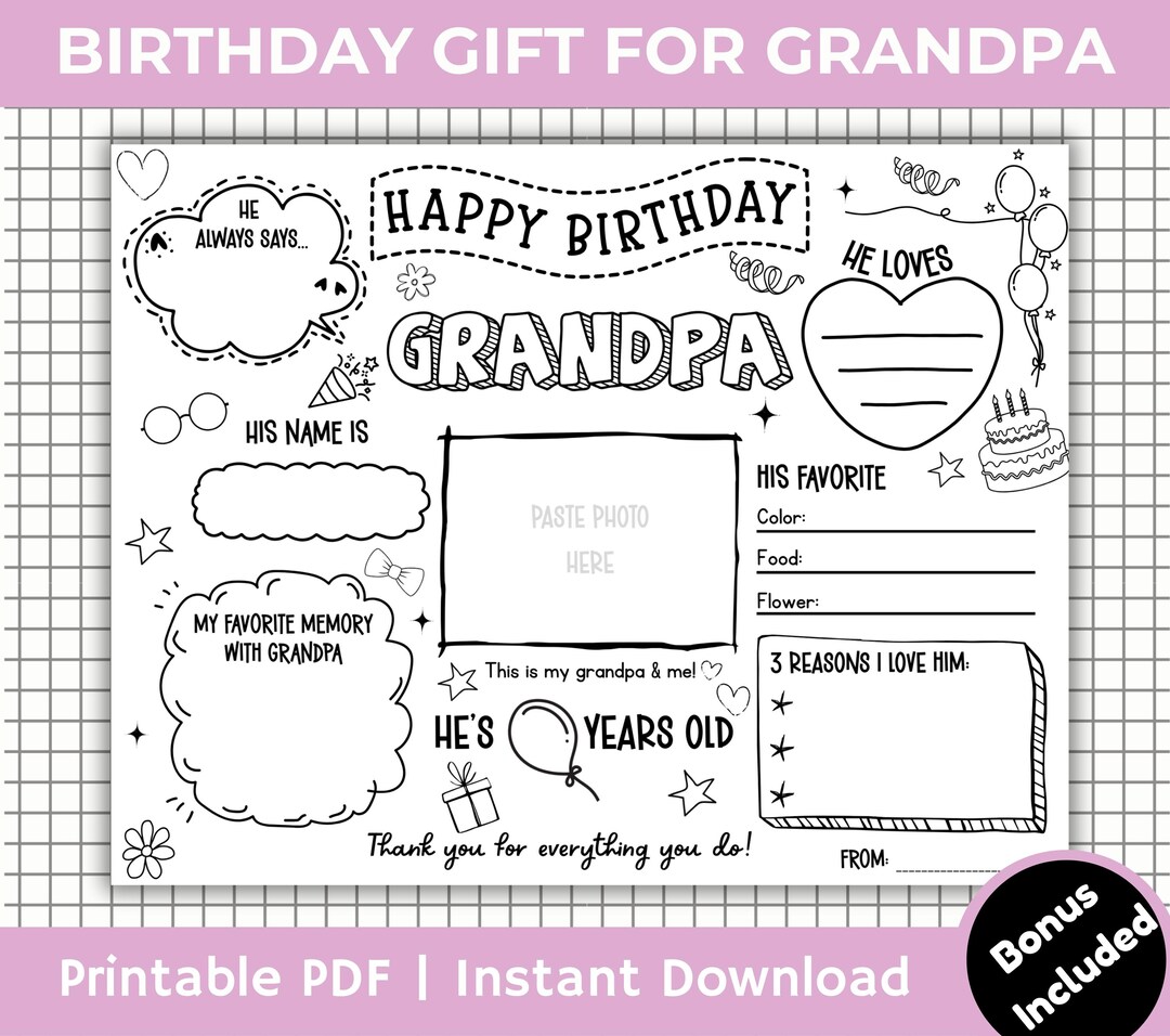 Happy Birthday Grandpa Coloring Page, All About Grandfather Template ...