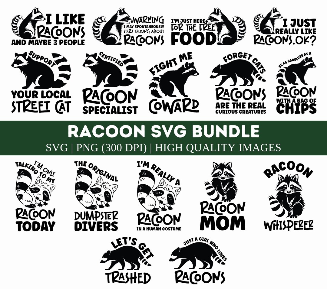 Raccoon SVG Bundle, Raccoon PNG Bundle, Raccoon Funny Quotes Svg Bundle ...