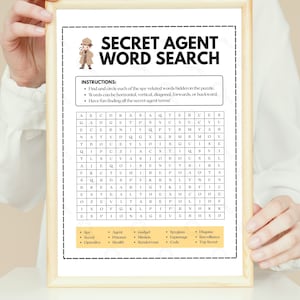 Editable Secret Agent Spy Activity Games for Kid, Detective Birthday ...