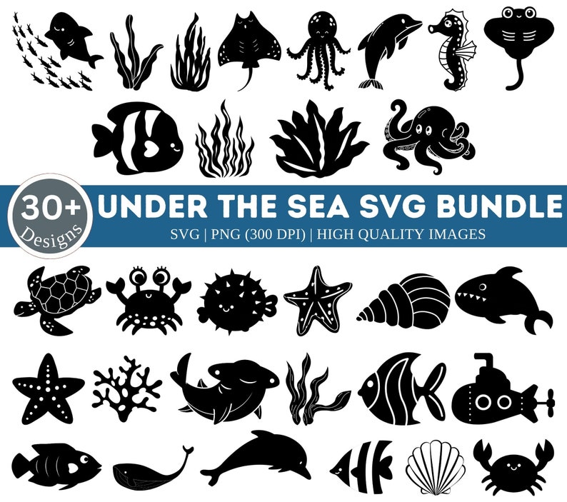 Underwater SVG PNG Bundle| Under the Sea Elements Svg Bundle| Mermaid ...