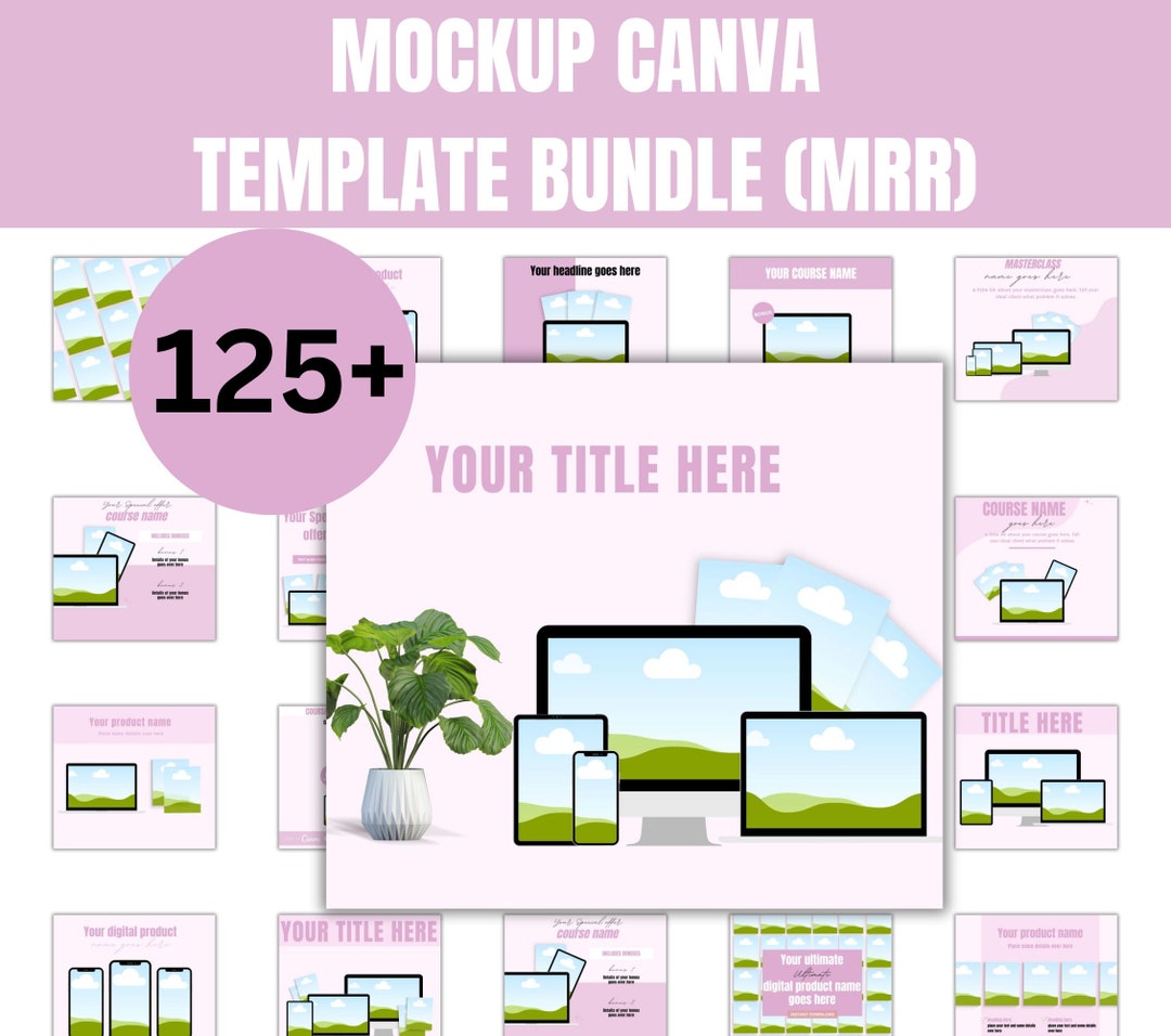 125+ MRR Mockup Canva Template Bundle| Mock up Digital Product Sales ...